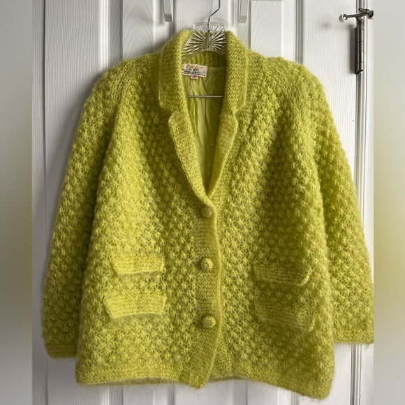 Cyn Les | Jackets & Coats | Vintage Cyn Les Cardigan Yellow Green ...